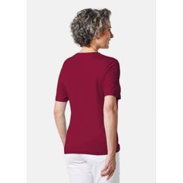 Langarm-Poloshirt GOLDNER "Kurzgr&ouml;&szlig;e Basic Baumwollshirt mit kurzem Arm", Damen, Gr. 24, rot (dunkelrot), Obermaterial: 100% Baumwolle CO., normal, Sonstiges, Shirts Langarm-Poloshirt, Ohne
