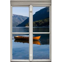 Wandsticker queence "Boot auf See", blau, B:40cm H:60cm T:0,1cm, Wandtattoos, Wandsticker, Wandsticker, Wandbild, selbstklebend, 3D, Fenster