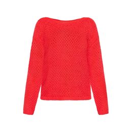 Rundhalspullover Betty Barclay "Lochstrick-Pullover langarm", Damen, Gr. 46, rot (high risk rot), Obermaterial: 36% Baumwolle CO. 36% Polyacryl PAN. 28% Polyamid PA., Pullover Rundhalspullover