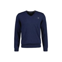 Sweater Gant "Strickpullover CLASSIC COTTON V-NECK", Herren, Gr. XXL, blau (jeansblau melange), Obermaterial: 100% Baumwolle CO., Sweatshirts Sweater