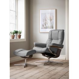 Fu&szlig;hocker stressless "Mayfair", grau (wild dove batick), B:55cm H:41cm T:39cm, Leder BATICK: BATICK ist ein leicht korrigiertes, durchgef&auml;rbtes und genarbtes M&ouml;belleder, bei dem die meisten Unebenheiten und Spuren in der Regel entfernt wurden., Hocker, Fu&szlig;hocker, mit Cross Base, Gr&ouml;&szlig;e S, M & L, Holzakzent Wenge