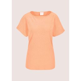 Madeleine Mode Kurzarmshirt MADELEINE "Shirt Elegantes Sommershirt mit U-Boot-Ausschnitt", Damen, Gr. 48, orange (pfirsich), Obermaterial: 100% Polyester PES., Modern, tailliert, Shirts Kurzarmshirt, &Uuml;berschnittene Schultern