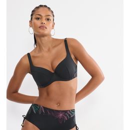 B&uuml;gel-Bikini-Top Triumph "Summer Tropics WP 01", Damen, Gr. 46, Cup F, schwarz combination, Microfaser, Obermaterial: 55% Polyamid, 45% Elasthan, Bikini-Oberteile B&uuml;gel-Bikini-Top, weich und formend