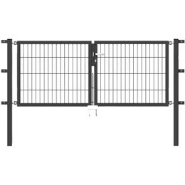 Zaundoppelt&uuml;r Alberts "Flexo", grau (anthrazit), B:200cm H:80cm, Stahl, Tore, Zaundoppelt&uuml;r, 200 cm Breite, in versch. H&ouml;hen