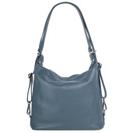 Shopper Samantha Look, Damen, Gr. B/H/T: 31cm x 29cm x 11cm onesize, blau, Leder, leicht gl&auml;nzend, unifarben, Taschen Shopper, echt Leder, Made in Italy