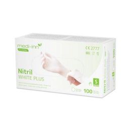 Papstar Einmalhandschuhe Medi-Inn&reg; PS Nitril White Plus, f&uuml;r links/rechts, puderfrei, nicht steril, allergikergeeignet, Gr&ouml;&szlig;e S, Nitril, wei&szlig;, 100 St&uuml;ck