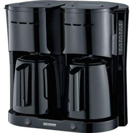 Severin Kaffeemaschine Duo 2in1 KA 9315, 2 getrennte Heizsysteme, 2 Thermoskannen mit Durchbr&uuml;hdeckel, Tropf‑Stopp, Abschaltautomatik, B 395 x T 255 x H 365 mm, schwarz