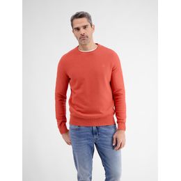 Strickpullover Lerros "Crewneck-Strickpullover f&uuml;r Herren", Herren, Gr. S, rot (deep coral rot), 100% Baumwolle, Pullover Strickpullover