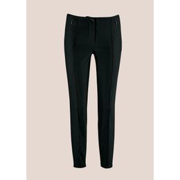 Madeleine Mode Stoffhose MADELEINE "Hose Schlanke Stretch-Hose mit Biesen", Damen, Gr. 42, N + K Gr, blau (marine), Obermaterial: 59% Baumwolle CO. 38% Polyamid PA. 3% Elasthan EL., Hosen Stoffhose