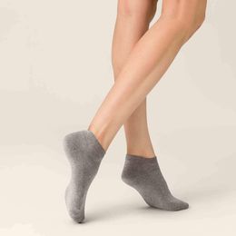 Sneakersocken Kunert "Sneaker Liz Plush", Damen, Gr. 35-38, grau (lichtgrau 0170), Obermaterial: 97% Baumwolle CO. 3% Elasthan EL., Socken Sneakersocken
