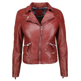 Lederjacke Mustang "Lederjacke 31019271", Damen, Gr. XS, rot (bordeaux), Obermaterial: 100% Lammleder LEL. Futter: 100% Baumwolle CO., Jacken Lederjacke