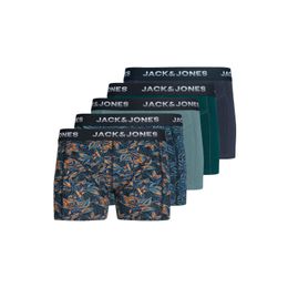 Jack & Jones Boxershorts JACK & JONES "Boxershort JACMAXWELL TRUNKS 5 PACK 5er Pack", Herren, Gr. S, bunt (gr&uuml;n, blau, schwarz), Obermaterial: 95% Baumwolle CO(Bio). 5% Elasthan EL., Unterhosen Boxershorts