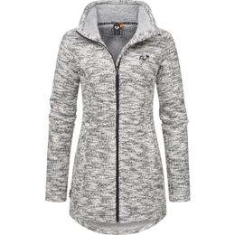 Kapuzensweatjacke Ragwear "Strickjacke Miram Melange", Damen, Gr. S, grau (ash), Obermaterial: 56% Baumwolle CO. 44% Polyester PES. Futter: 100% Polyester PES., Sweatjacken Kapuzensweatjacke