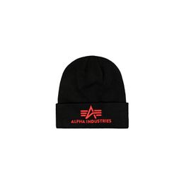 Skim&uuml;tze Alpha Industries "3D Beanie", Herren, Gr. onesize, schwarz (schwarz, rot), Obermaterial: 100% Polyacryl, M&uuml;tzen Skim&uuml;tze