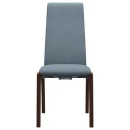 Polsterstuhl stressless "Laurel", blau (light blau dinamica, walnuss), B:57cm H:105cm T:60cm, Microfaser DINAMICA (88% Polyester, 12% Polyurethan), St&uuml;hle, Polsterstuhl, High Back, Gr&ouml;&szlig;e M, mit abgerundeten Beinen in Walnuss