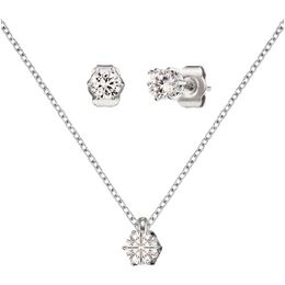 Ohrring und Ketten Set Engelsrufer "Multipack Schmuck Geschenk SHINY", silber (silberfarben, kristallwei&szlig;, kristallwei&szlig;), Schmuck_Sets, Damen, Silber 925 (Sterlingsilber), Ohrring und Ketten Set, mit Zirkonia (synth.)