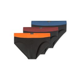 Slip Schiesser "Slip 3PACK Rio-Slip 3er Pack", Herren, Gr. M, bunt (schwarz, rot, orange), Obermaterial: 95% Baumwolle CO. 5% Elasthan EL., Unterhosen Slip