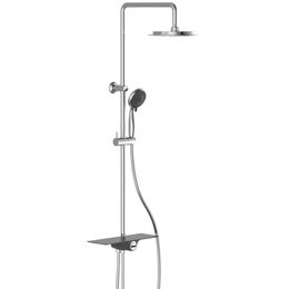 Sch&uuml;tte Brausegarnitur SCH&Uuml;TTE "Aquastar", grau (chromfarben), H:113cm, Brausegarnituren, Brausegarnitur, Regendusche ohne Armatur, Duschsystem mit Ablage, mit 5 Funktionen