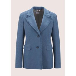 Madeleine Mode Longblazer MADELEINE "Blazer Longblazer mit Struktur", Damen, Gr. 40, blau (stahlblau), Obermaterial: 70% Baumwolle CO. 25% Polyester PES. 5% sonstige Fasern AF., Modern, normal, Blazer Longblazer