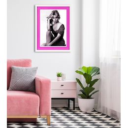 Bild mit Rahmen queence "Brigitte Bardot", pink (farbe rahmen: wei&szlig;, farbe bild(er): pink), B:40cm H:50cm T:2cm, Acrylglas, Holz, Bilder, Bild mit Rahmen, Poster mit buntem Acrylglas Passepartout