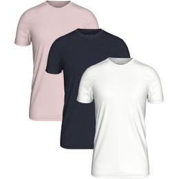 T-Shirt "S/S CREW NECK 3PK", Damen, Gr. XL (54), horizon pink w shoreline emb, shorel, Jersey, Obermaterial: 100% Baumwolle, Calvin Klein Underwear, Basic, klassisch h&uuml;ftlang, Rundhals, abgesteppt, Shirts T-Shirt, mit Logostickerei