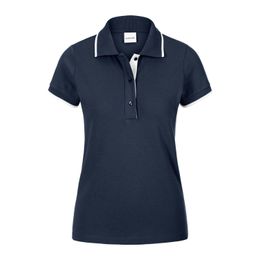 Madeleine Mode Kurzarmshirt MADELEINE "Poloshirt Klassisches Poloshirt", Damen, Gr. 44, blau (marine), Obermaterial: 97% Baumwolle CO. 3% Elasthan EL., Modern, normal, Shirts Kurzarmshirt