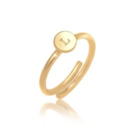 Silberring Elli "Ring Verstellbar Initiale Kreis 925 Sterling Silber", gold, Fingerringe, Damen, Silber 925 (Sterlingsilber), Silberring