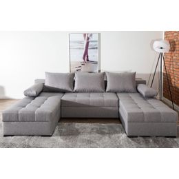 Wohnlandschaft Collection AB "Josy U-Form, B: 269 cm", grau (hellgrau), B:269cm H:41cm T:161cm, 100%Polyester, Sofas, Wohnlandschaft, mit Bettfunktion & Bettkasten, Federkern