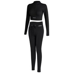 Sportanzug YEAZ "Set RUNWAY", Damen, Gr. L, schwarz, Obermaterial: 87% Nylon NY. 13% Elasthan EL., Sportanz&uuml;ge Sportanzug