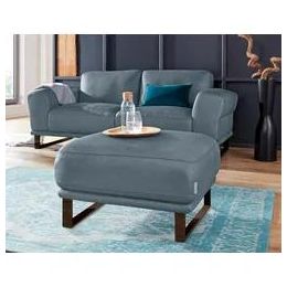 Hocker W.Schillig "montanaa", blau (blau z69), B:71cm H:42cm T:71cm, Hocker, Hocker, mit Metallkufen in Bronze pulverbeschichtet, Breite 71 cm