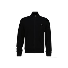 Sweatshirt Gant "Strickjacke MICRO TEXTURED COTTON ZIP CARDIGAN 1er Pack", Herren, Gr. L, schwarz, Obermaterial: 100% Baumwolle CO., Sweatshirts Sweatshirt