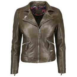 Lederjacke Mustang "Lederjacke 31019271", Damen, Gr. XS, gr&uuml;n (olive), Obermaterial: 100% Lammleder LEL. Futter: 100% Baumwolle CO., Jacken Lederjacke