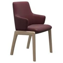 Polsterstuhl stressless "Laurel", rot (bordeaux batick, eiche gekalkt), B:58cm H:92cm T:59cm, Leder BATICK: BATICK ist ein leicht korrigiertes, durchgef&auml;rbtes und genarbtes M&ouml;belleder, bei dem die meisten Unebenheiten und Spuren in der Regel entfernt wurden., St&uuml;hle, Polsterstuhl, Low Back mit Armlehne, Gr&ouml;&szlig;e L, abgerundete Beine in Eiche gekalkt