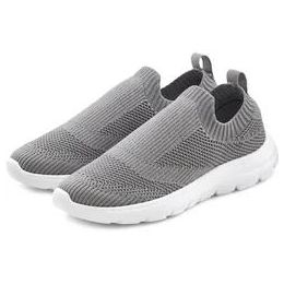 Sneaker Lascana "Slip-On-Sneaker", Damen, Gr. 41, grau, Obermaterial: 100% Textilmaterial. Decksohle: 100% Textilmaterial. Futter: 100% Textilmaterial. Laufsohle: 100% Synthetik, unifarben, Basic, Schuhe Socksneaker Sneaker low Slip-on-Sneaker, Slipper, Halbschuh ultraleicht und zum Reinschl&uuml;pfen VEGAN