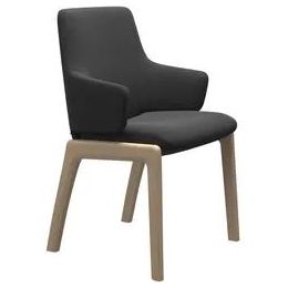 Polsterstuhl stressless "Laurel", grau (charcoal dinamica, eiche gekalkt), B:58cm H:92cm T:59cm, Microfaser DINAMICA (88% Polyester, 12% Polyurethan), St&uuml;hle, Polsterstuhl, Low Back mit Armlehne, Gr&ouml;&szlig;e L, abgerundete Beine in Eiche gekalkt