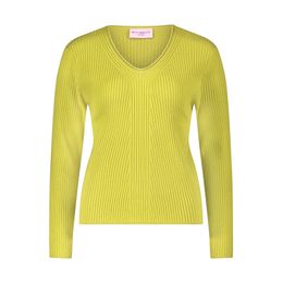 Rundhalspullover Betty Barclay "Feinstrickpullover mit Rippenstruktur", Damen, Gr. 48, gelb (citronelle), Obermaterial: 43% Viskose CV. 39% Polyester PES. 18% Polyamid PA., Pullover Rundhalspullover