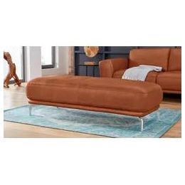 Hocker W.Schillig "montanaa", braun (cognac z69), B:141cm H:42cm T:61cm, Hocker, Hocker, mit Metallf&uuml;&szlig;en in Chrom gl&auml;nzend, Breite 141 cm