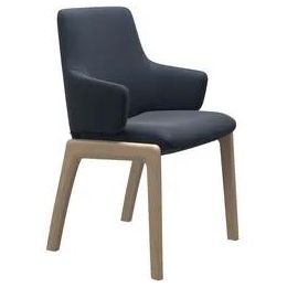 Polsterstuhl stressless "Laurel", blau (oxford blau paloma, eiche gekalkt), B:58cm H:92cm T:59cm, Leder PALOMA: PALOMA ist ein durchgef&auml;rbtes Semianilin-M&ouml;belleder mit nat&uuml;rlicher Narbung., St&uuml;hle, Polsterstuhl, Low Back mit Armlehne, Gr&ouml;&szlig;e L, abgerundete Beine in Eiche gekalkt