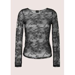 Madeleine Mode Langarmshirt MADELEINE "Mesh-Top Elegantes Rundhals-Oberteil aus feinem Netz", Damen, Gr. 44, schwarz, Obermaterial: 85% Polyamid PA. 15% Elasthan EL., Modern, Shirts Langarmshirt