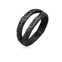 Silberring HAZE & GLORY "Ring Bandring - Twin Oxid Finish 925 Silber" Gr. 66, schwarz, Fingerringe, Herren, 66, Silber 925 (Sterlingsilber), Silberring