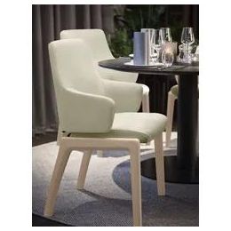 Polsterstuhl stressless "Laurel", beige (cream batick, schwarz), B:58cm H:92cm T:59cm, Leder BATICK: BATICK ist ein leicht korrigiertes, durchgef&auml;rbtes und genarbtes M&ouml;belleder, bei dem die meisten Unebenheiten und Spuren in der Regel entfernt wurden., St&uuml;hle, Polsterstuhl, Low Back mit Armlehne, Gr&ouml;&szlig;e L, mit abgerundeten Beinen in Schwarz