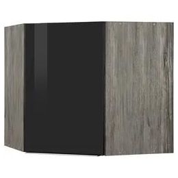 Eckh&auml;ngeschrank KOCHSTATION "KS-Brindisi", schwarz (schwarz hochglanz, eiche vintage), B:60cm H:57cm T:60cm, Holzwerkstoff, MDF, Schr&auml;nke, Eckh&auml;ngeschrank, praktischer Stauraum in der Ecke