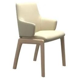 Polsterstuhl stressless "Laurel", beige (vanilla paloma, eiche gekalkt), B:58cm H:92cm T:59cm, Leder PALOMA: PALOMA ist ein durchgef&auml;rbtes Semianilin-M&ouml;belleder mit nat&uuml;rlicher Narbung., St&uuml;hle, Polsterstuhl, Low Back mit Armlehne, Gr&ouml;&szlig;e L, abgerundete Beine in Eiche gekalkt