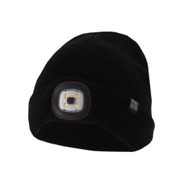 Strickm&uuml;tze HEATKEEPER "MEN THERMAL BEANIE+LED LIGHT RECHARGE", Damen, schwarz, Rippstrick, Kunstfaser, unifarben, M&uuml;tzen Strickm&uuml;tze, wiederaufladbarer, abnehmbaren LED-Leuchte f&uuml;r die dunkle Jahreszeit