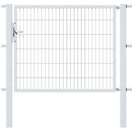 Zauneinzelt&uuml;r Alberts "Flexo", silber (silberfarben), B:150cm H:120cm, Stahl, Tore, Zauneinzelt&uuml;r, 150 cm Breite, in versch. H&ouml;hen