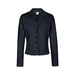 Madeleine Mode Jackenblazer MADELEINE "Jerseyblazer Kurzer Jerseyblazer mit modischer Struktur", Damen, Gr. 46, blau (marine), Obermaterial: 78% Baumwolle CO. 18% Polyamid PA. 4% Elasthan EL., Modern, normal, Blazer Jackenblazer