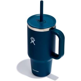 Thermobecher Hydro Flask "All Around Travel Tumbler in den Gr&ouml;&szlig;en 24 oz/ 32 oz / 40 oz", lila (indigo), H:29,34cm, Edelstahl, Trinkgef&auml;&szlig;e, Thermobecher, Thermo Cup mit Strohhalm
