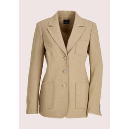Madeleine Mode Jackenblazer MADELEINE "Blazer Stilvoller Einreiher mit Reverskragen", Damen, Gr. 44, beige, Obermaterial: 77% Polyester PES. 19% Viskose CV. 4% Elasthan EL., Modern, Blazer Jackenblazer, Edle Melange-Qualit&auml;t