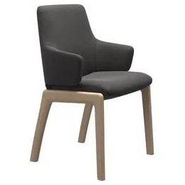 Polsterstuhl stressless "Laurel", grau (rock paloma, eiche gekalkt), B:58cm H:92cm T:59cm, Leder PALOMA: PALOMA ist ein durchgef&auml;rbtes Semianilin-M&ouml;belleder mit nat&uuml;rlicher Narbung., St&uuml;hle, Polsterstuhl, Low Back mit Armlehne, Gr&ouml;&szlig;e L, abgerundete Beine in Eiche gekalkt
