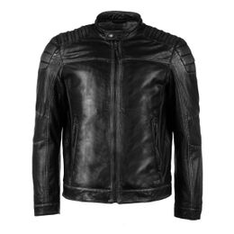 Lederjacke Mustang "Lederjacke Whyte", Herren, Gr. L, schwarz, Obermaterial: 100% Lammleder LEL. Futter: 100% Baumwolle CO., Jacken Lederjacke